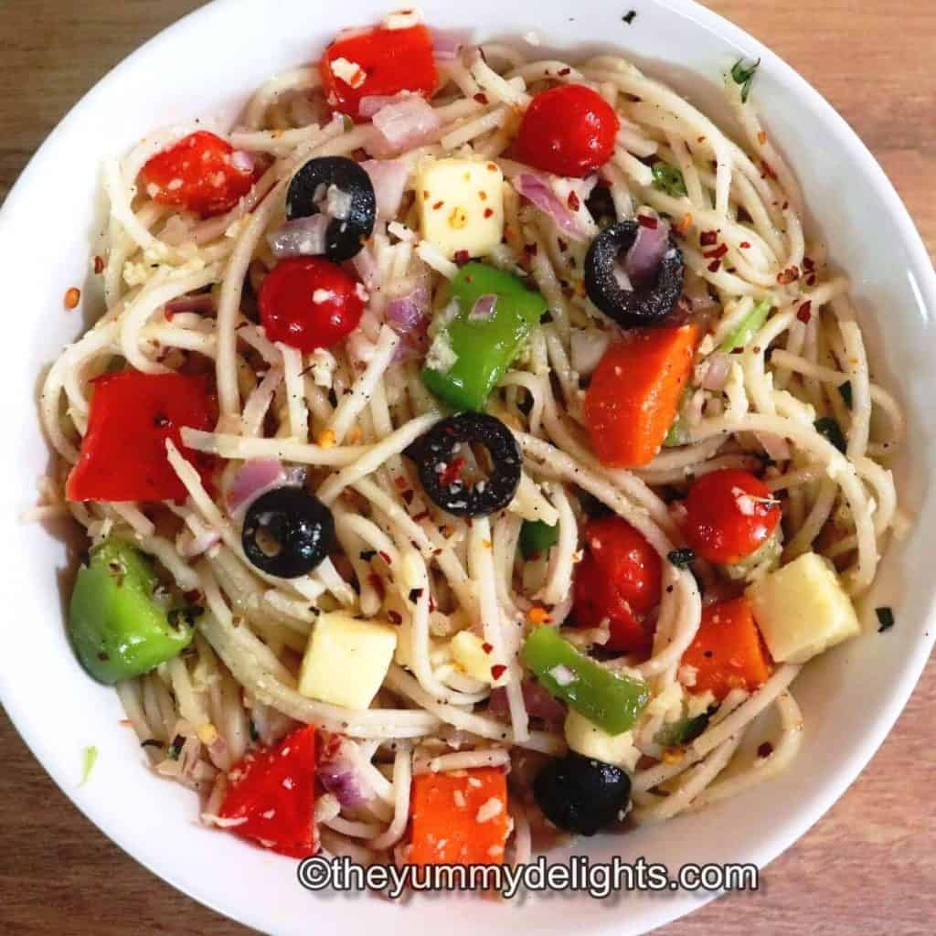 Summer spaghetti salad with Italian dressing | Easy spaghetti salad